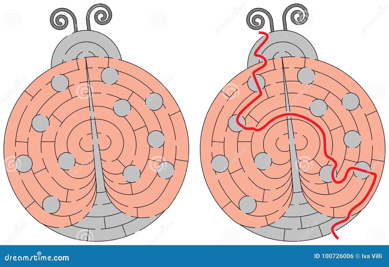 Easy ladybug maze stock vector. Illustration of labyrinth - 100726006