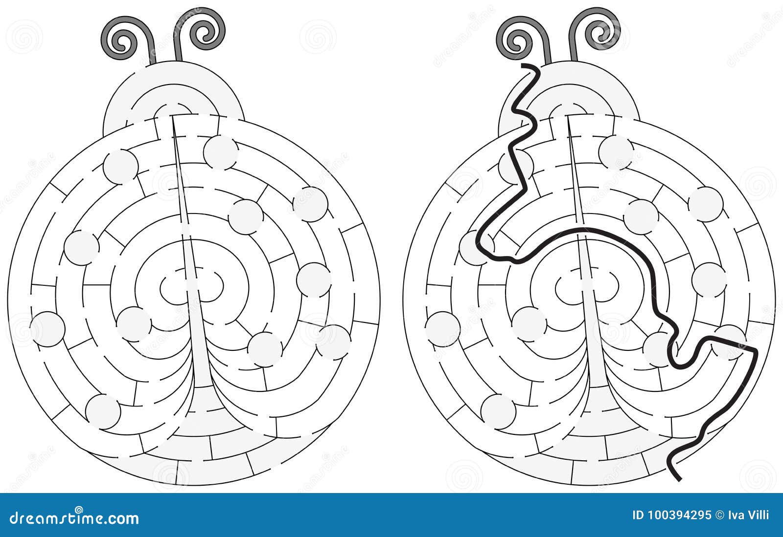 Easy ladybug maze stock vector. Illustration of educational - 100394295