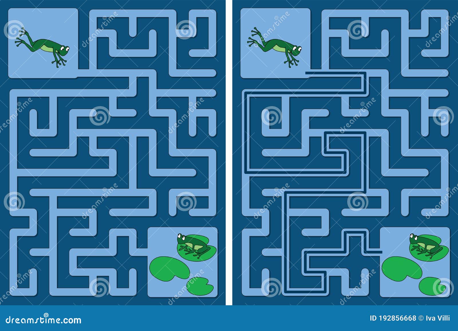 Easy little frogs maze stock vector. Illustration of preschool - 192856668