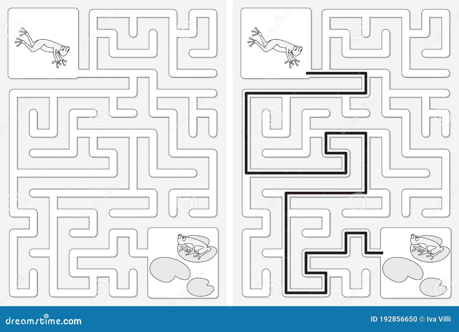 Easy little frogs maze stock vector. Illustration of activity - 192856650