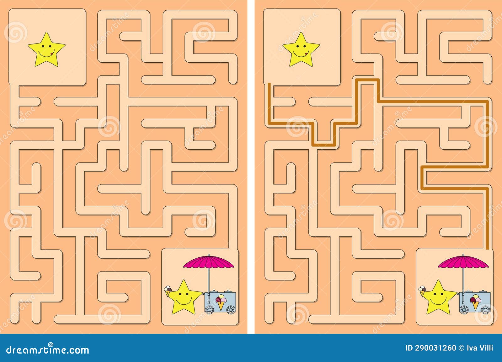 Easy little star maze stock vector. Illustration of puzzle - 290031260