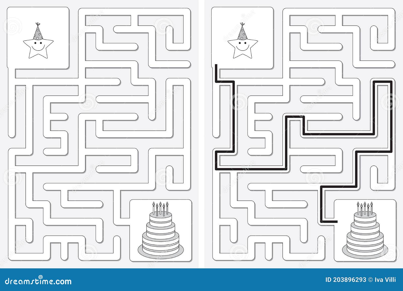 Easy little star maze stock vector. Illustration of target - 203896293
