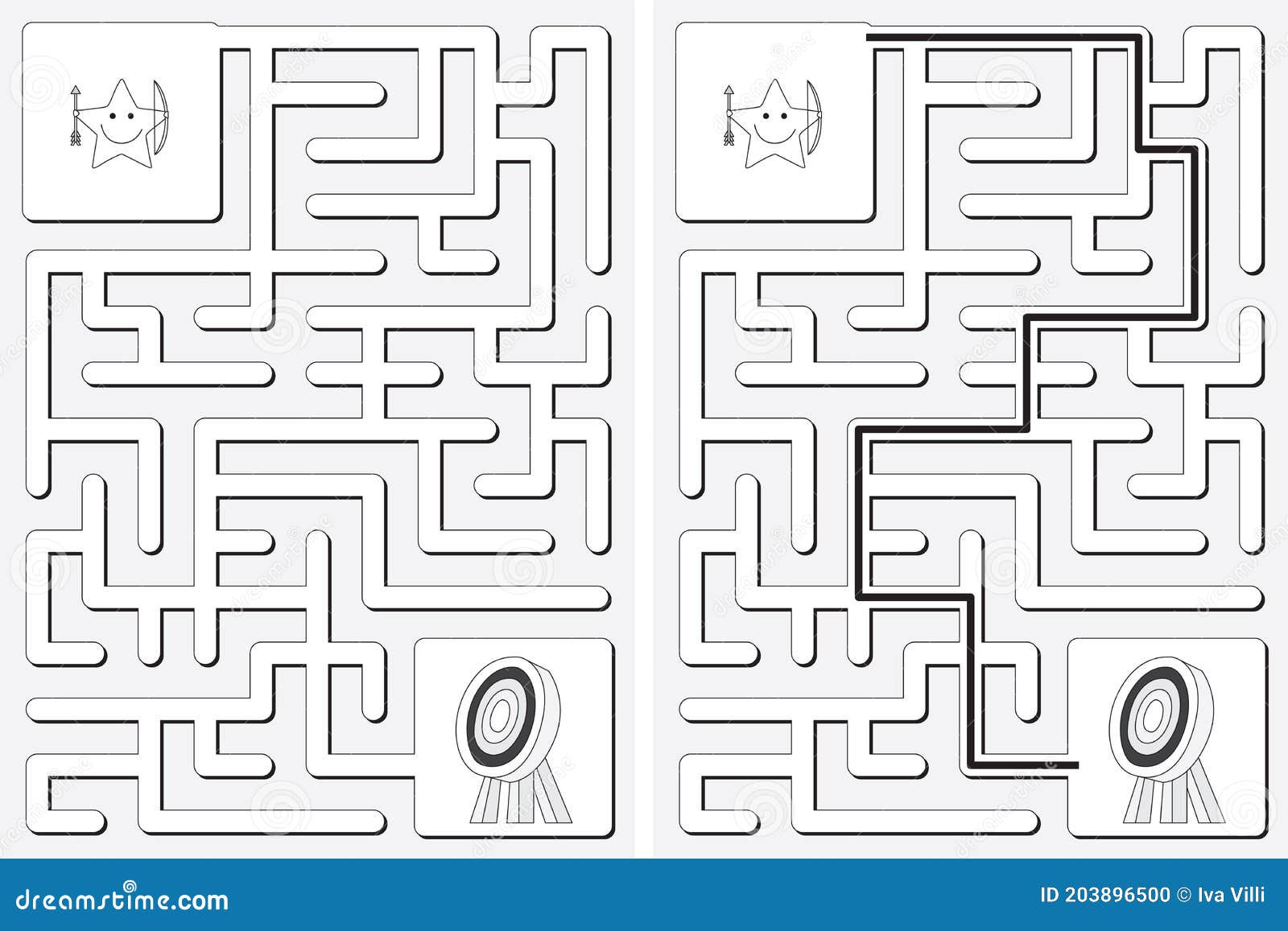 Easy little star maze stock vector. Illustration of puzzle - 203896500