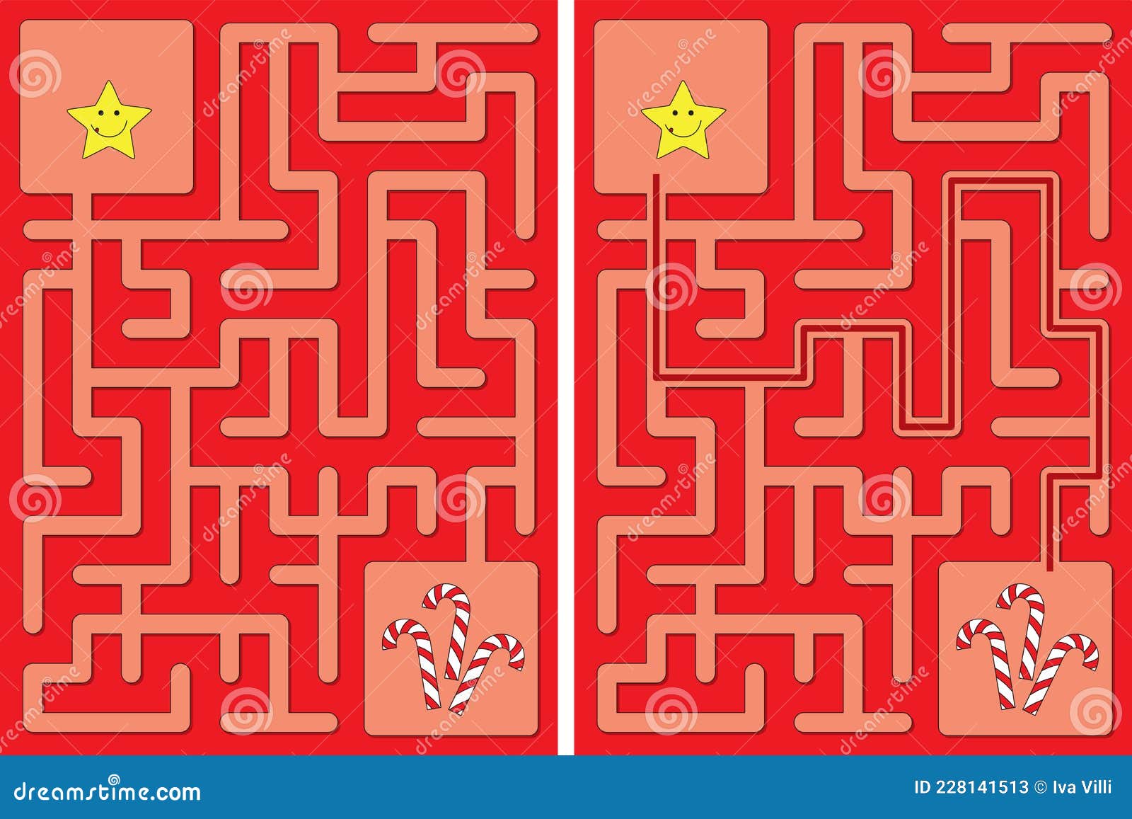 Easy little star maze stock vector. Illustration of outlined - 228141513