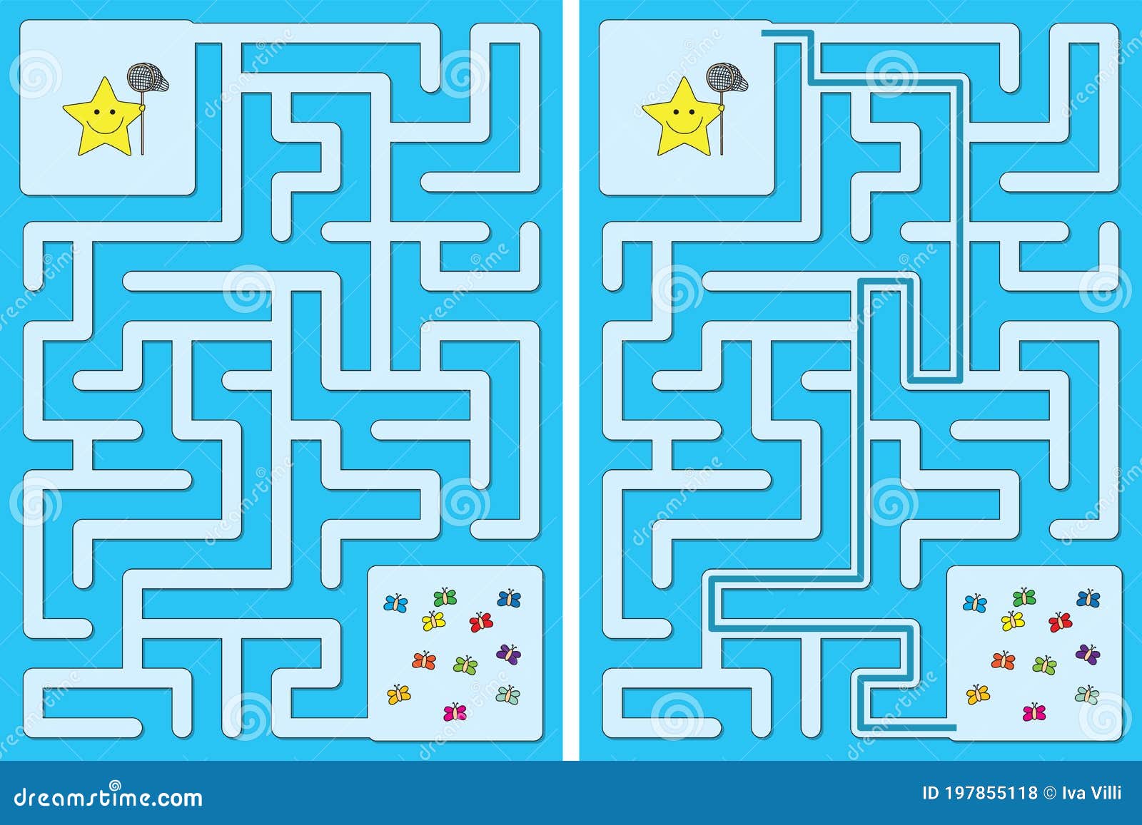Easy little star maze stock vector. Illustration of skills - 197855118