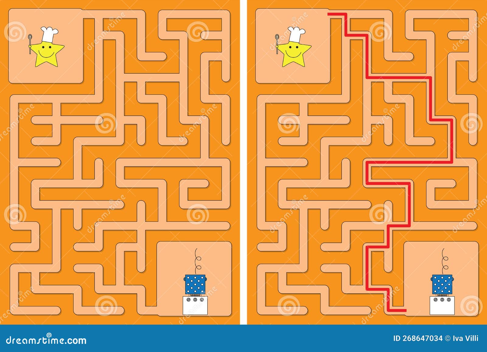 Easy little star maze stock vector. Illustration of vector - 268647034