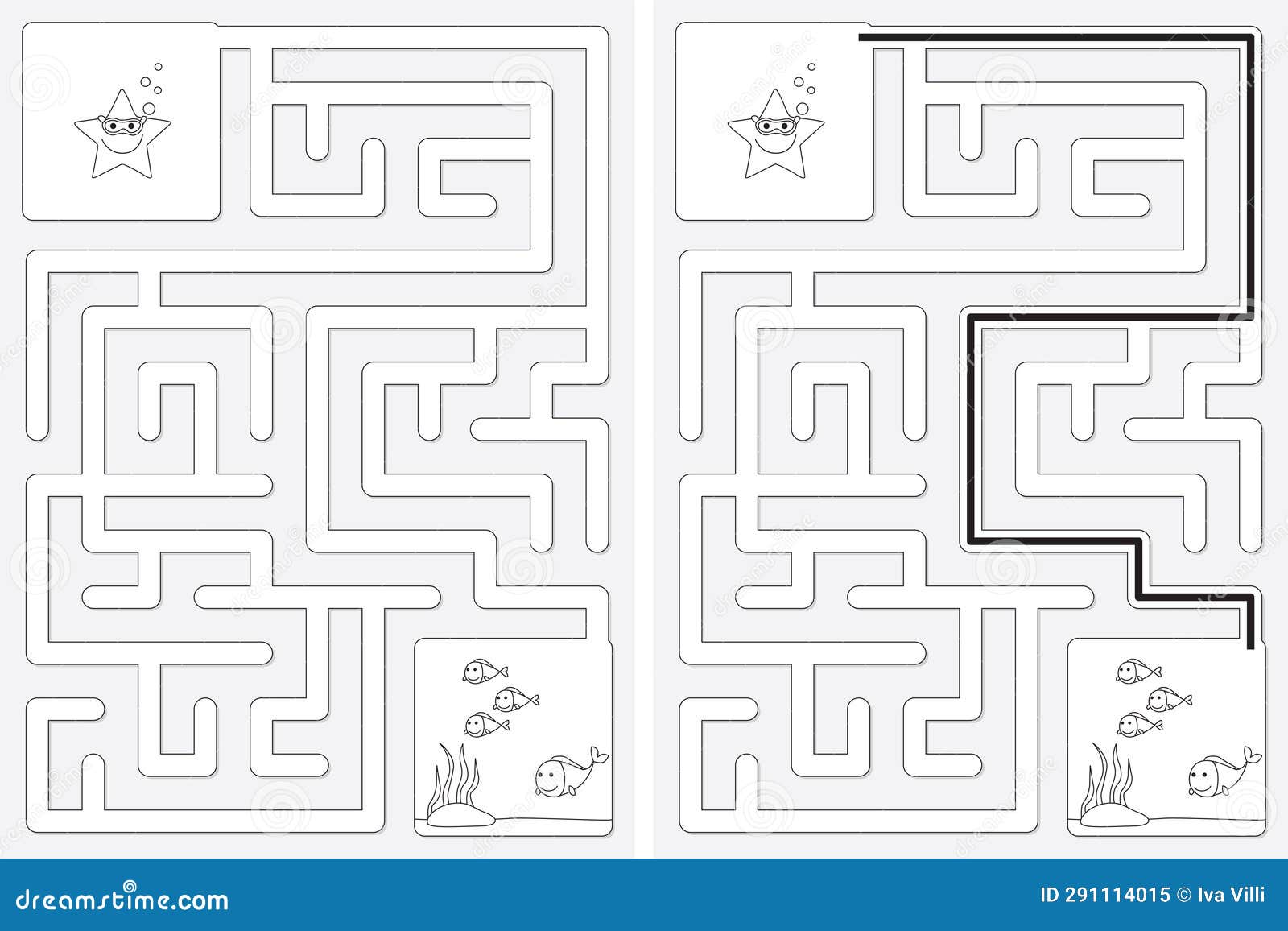 Easy little star maze stock vector. Illustration of task - 291114015