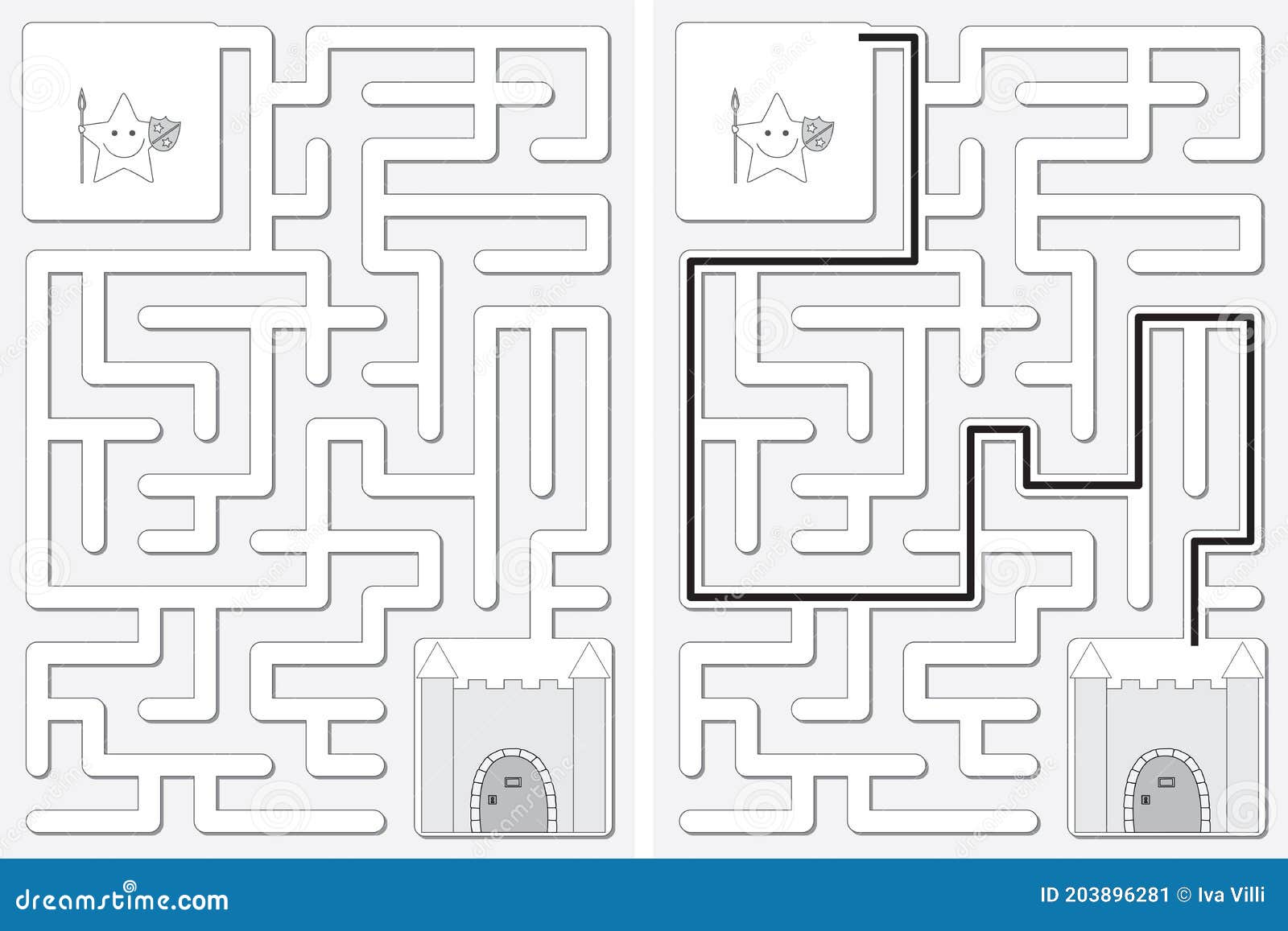 Easy little star maze stock vector. Illustration of labyrinth - 203896281