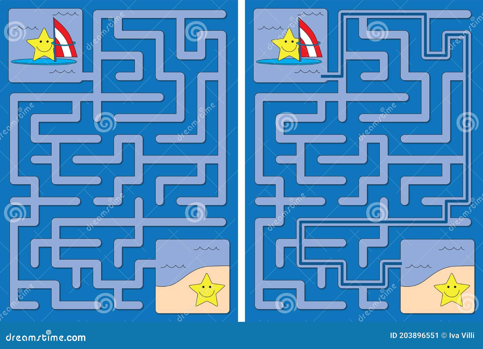 Easy little star maze stock vector. Illustration of surf - 203896551