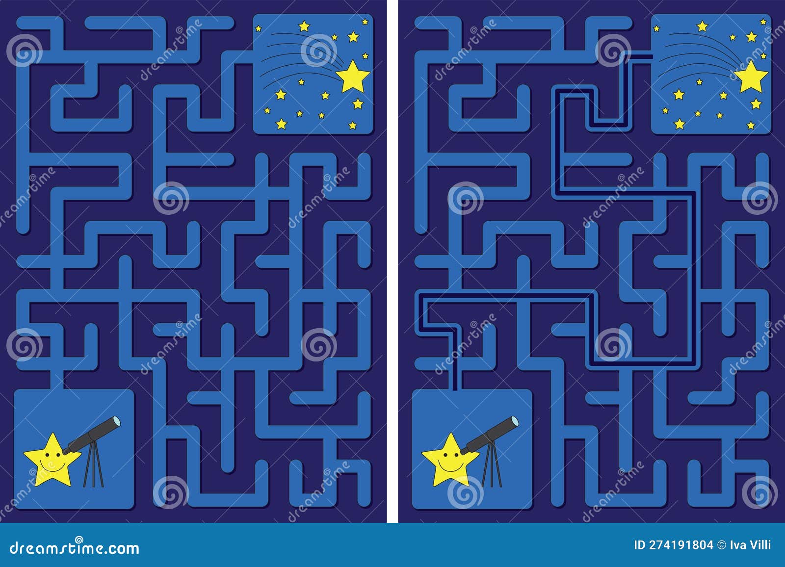 Easy little star maze stock vector. Illustration of path - 274191804