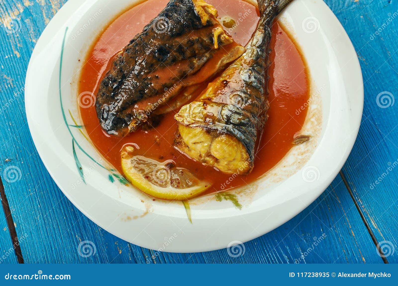 Easy Mackerel tomato stew stock image. Image of seafood - 117238935