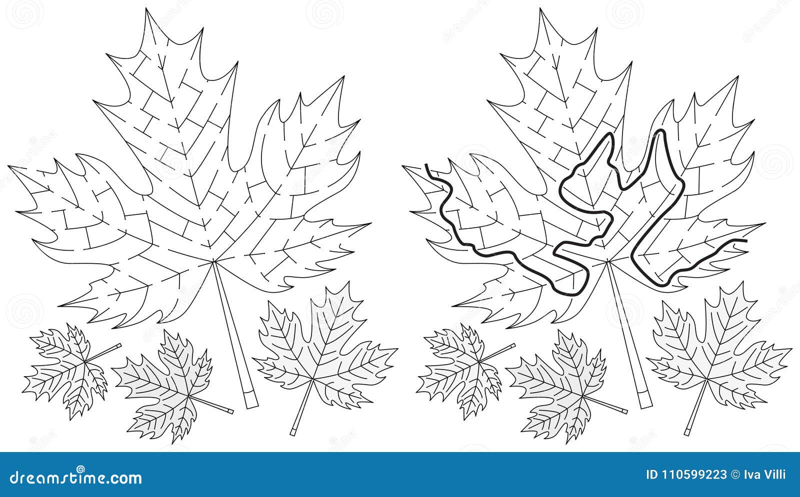 Easy maple leaf maze stock vector. Illustration of activity - 110599223