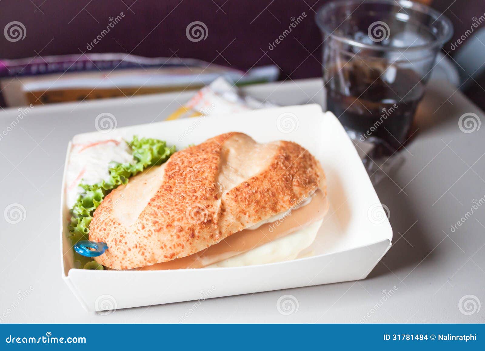 Easy Meal with Burger Served on the Plane Stock Photo - Image of ...