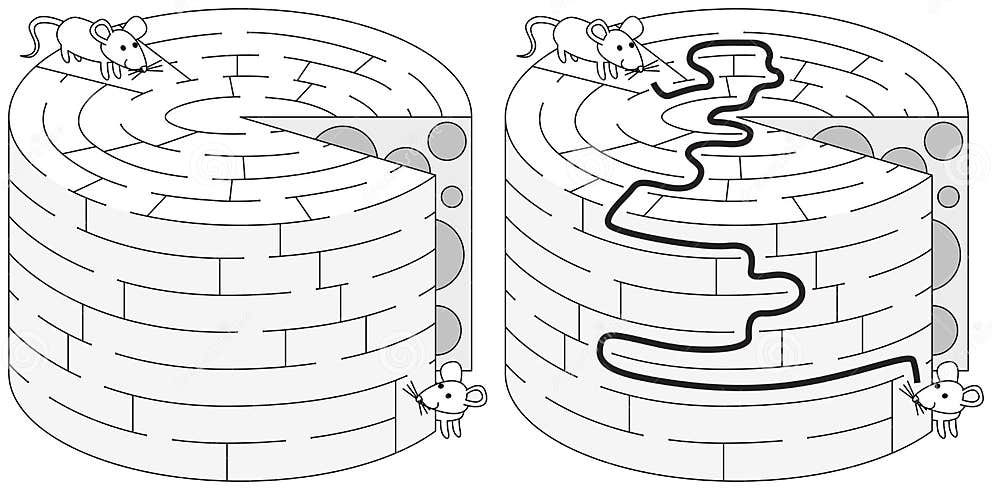 Easy mice maze stock vector. Illustration of cheese, puzzle - 86442225