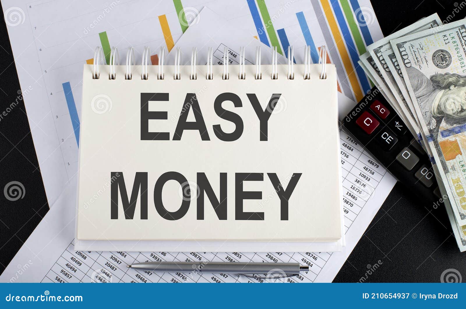 Easy Money Text Written on the Notebook with Chart,calculator and ...