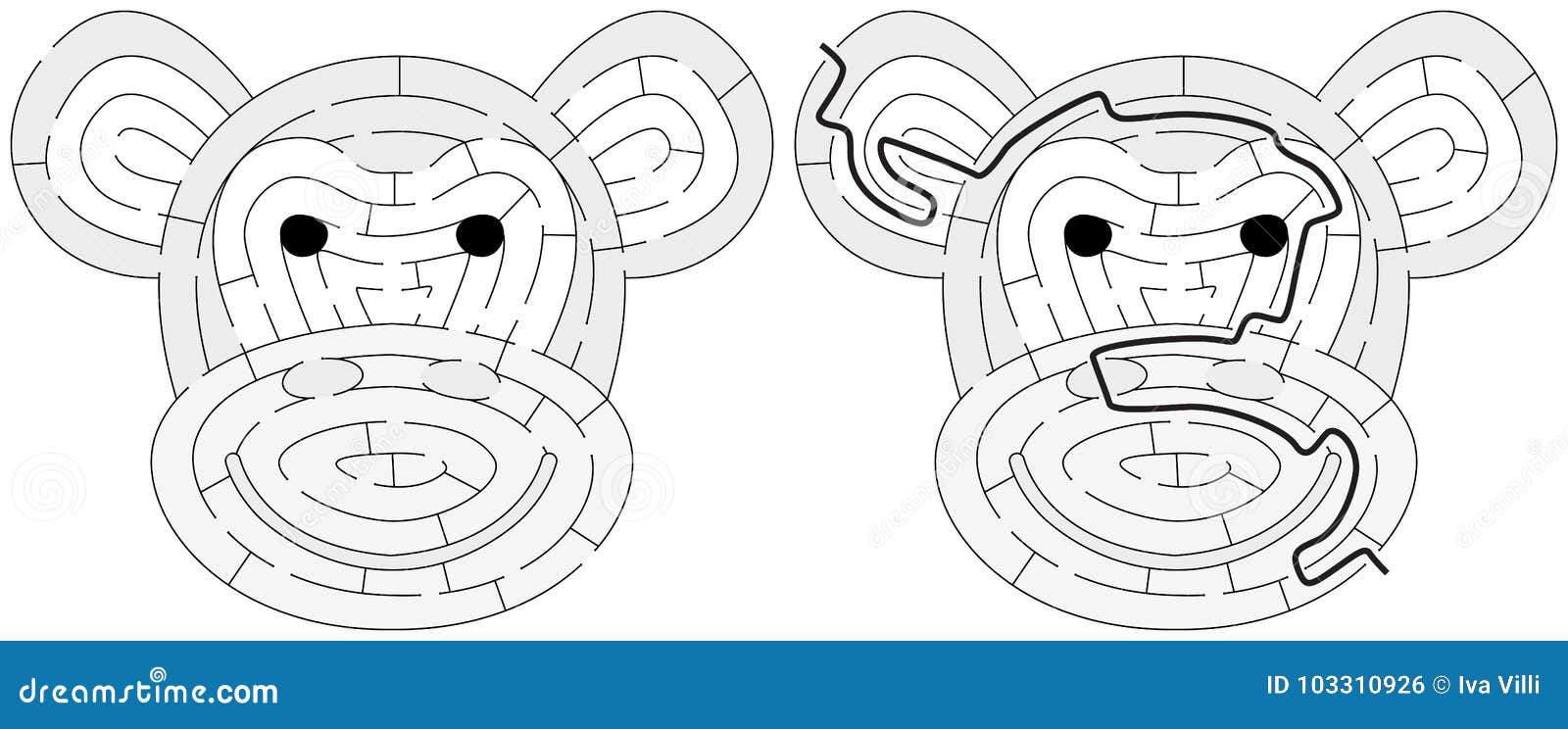 Easy monkey maze stock vector. Illustration of maze - 103310926