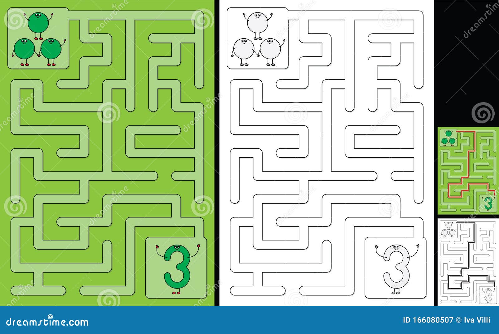 Easy Number Maze - Number 3 Stock Vector - Illustration of three, task ...