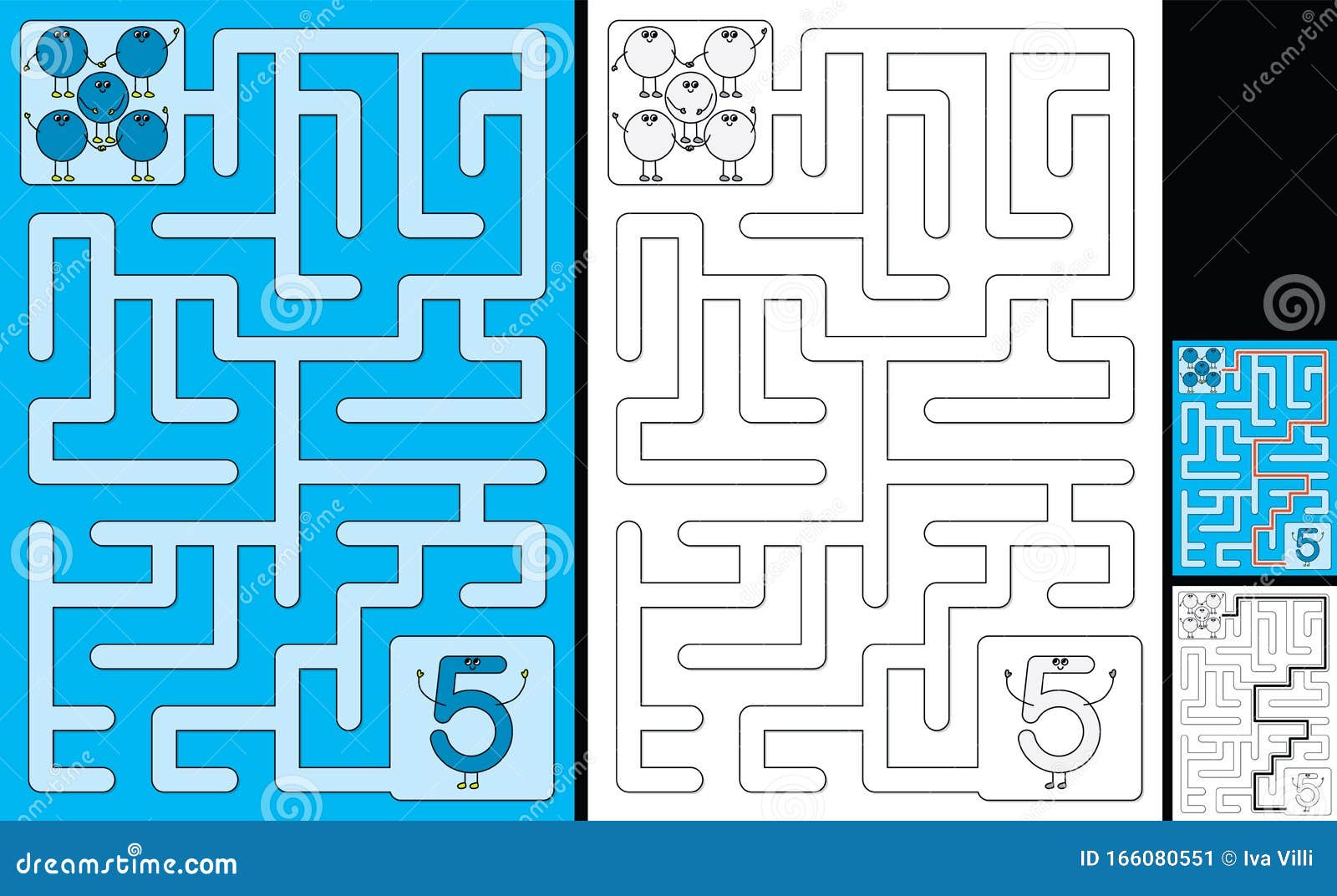 Easy Number Maze - Number 5 Stock Vector - Illustration of contour ...