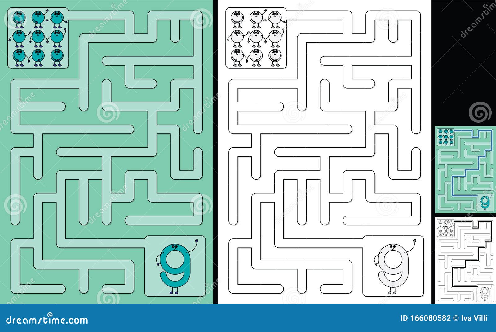 Easy Number Maze - Number 9 Stock Vector - Illustration of motor ...