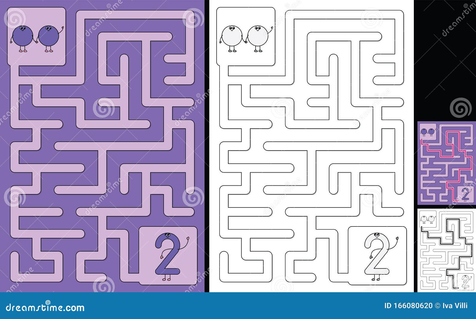 Easy Number Maze - Number 2 Stock Vector - Illustration of writing ...