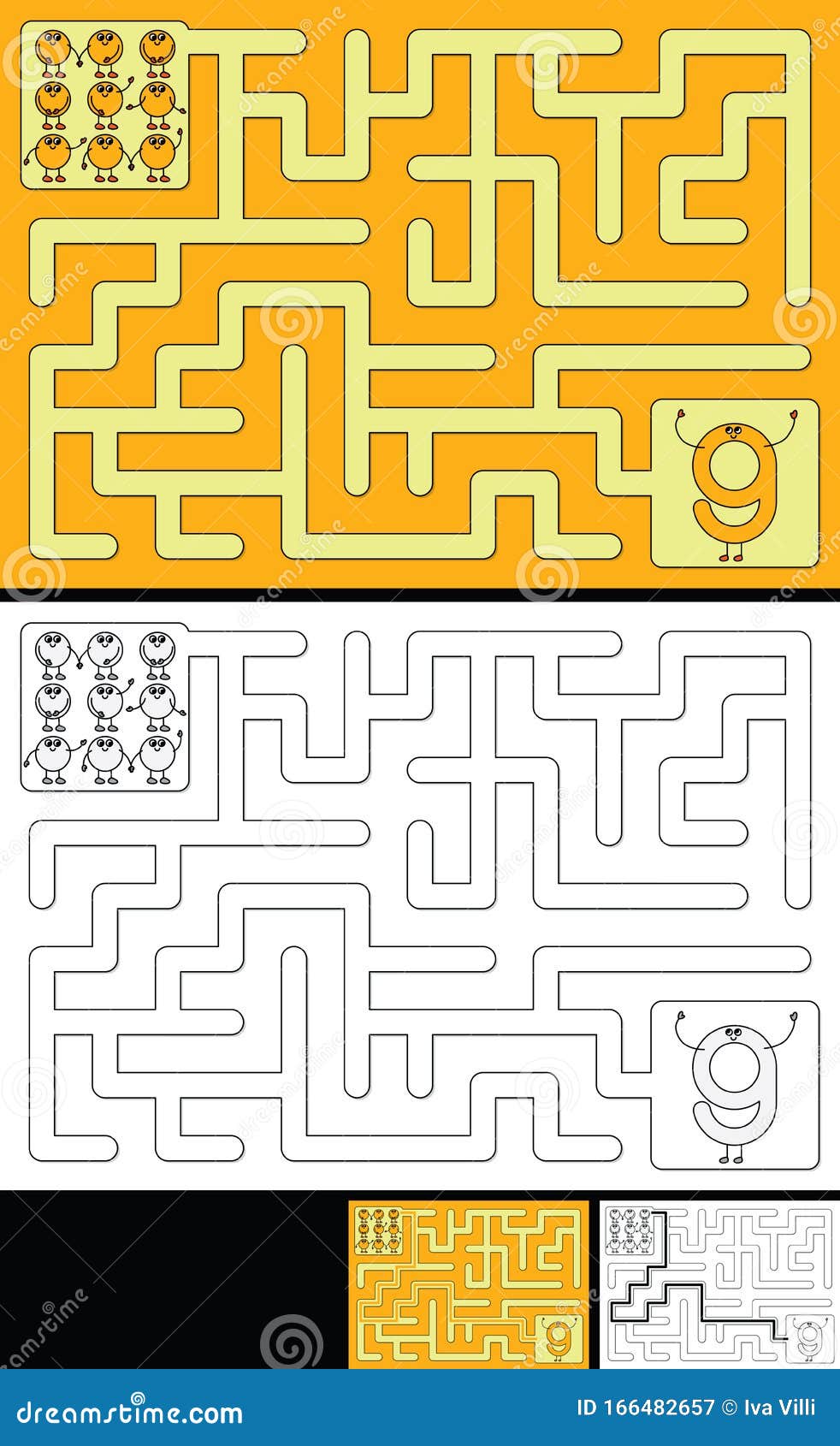 Easy Number Maze - Number 9 Stock Vector - Illustration of number ...