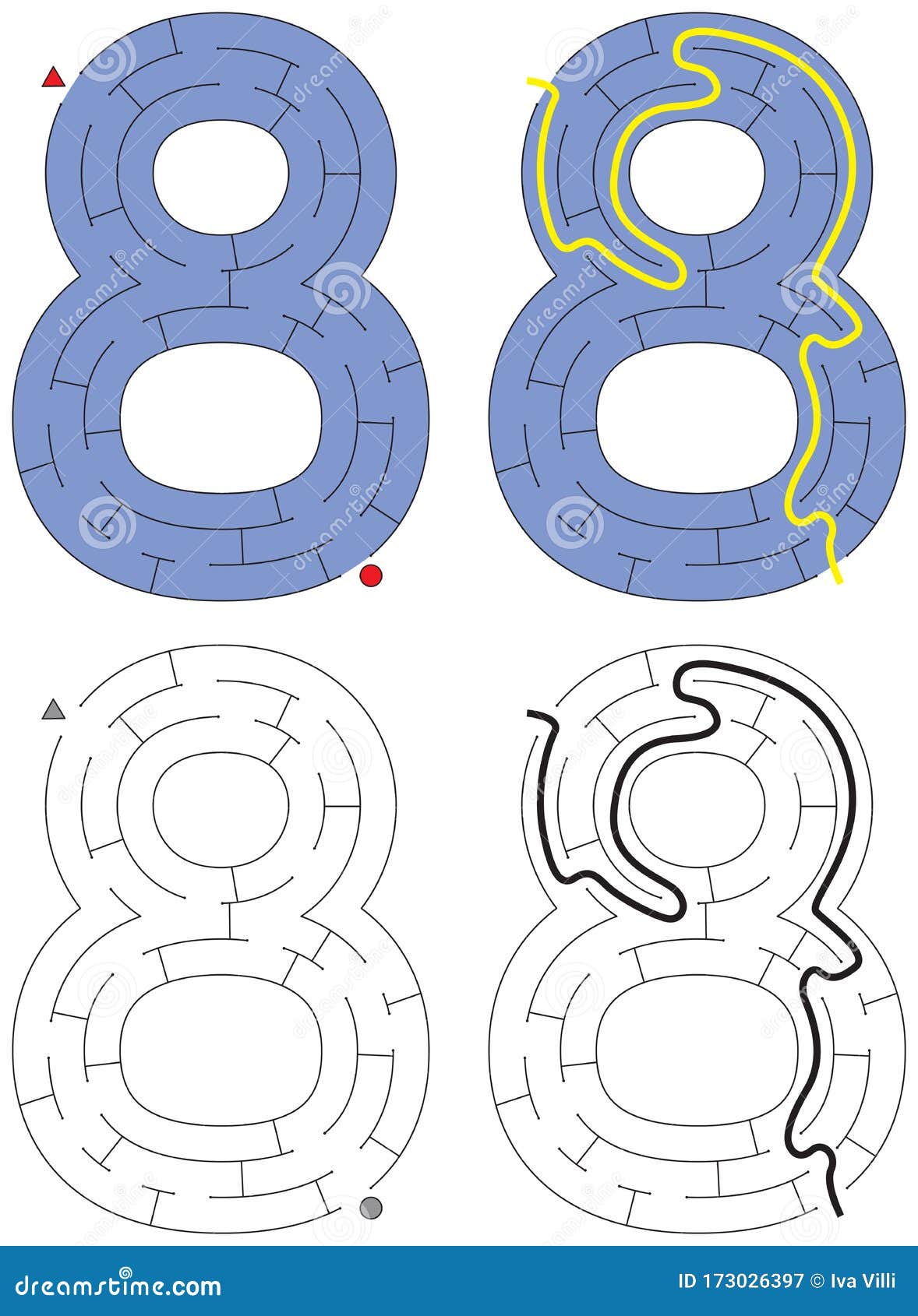 Easy Number Maze - Number 8 Stock Vector - Illustration of number ...