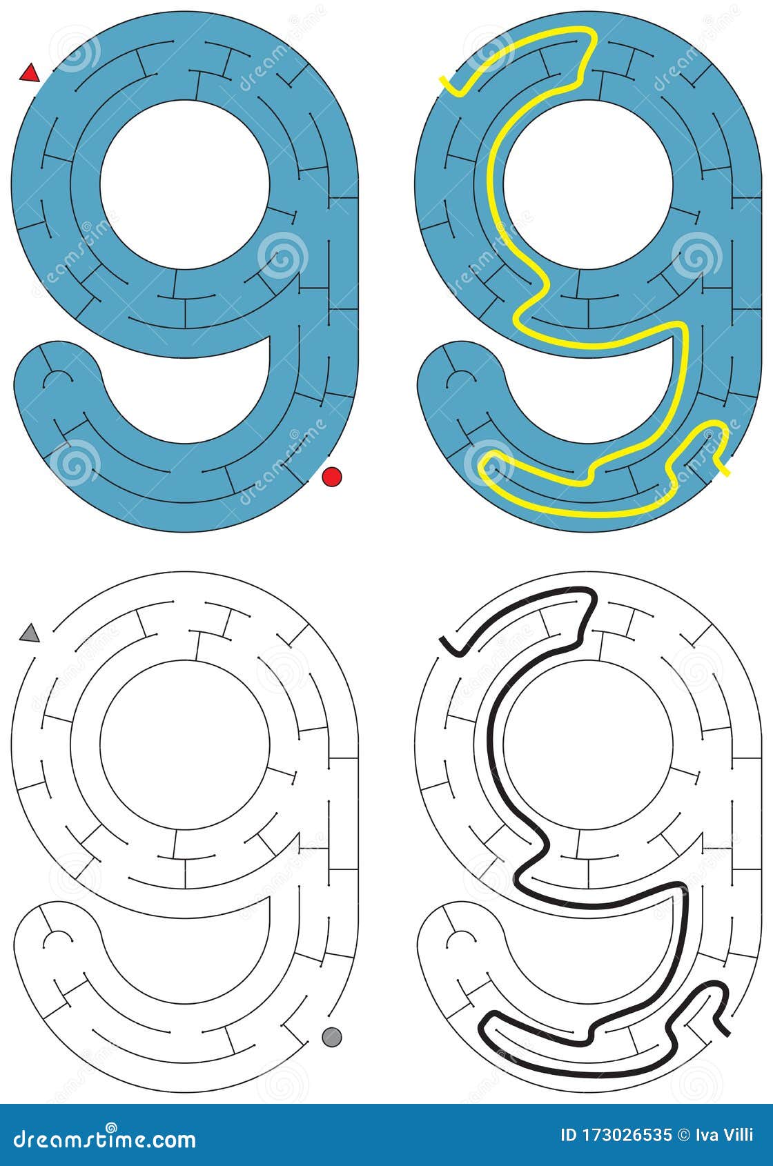 Easy Number Maze - Number 9 Stock Vector - Illustration of motor ...