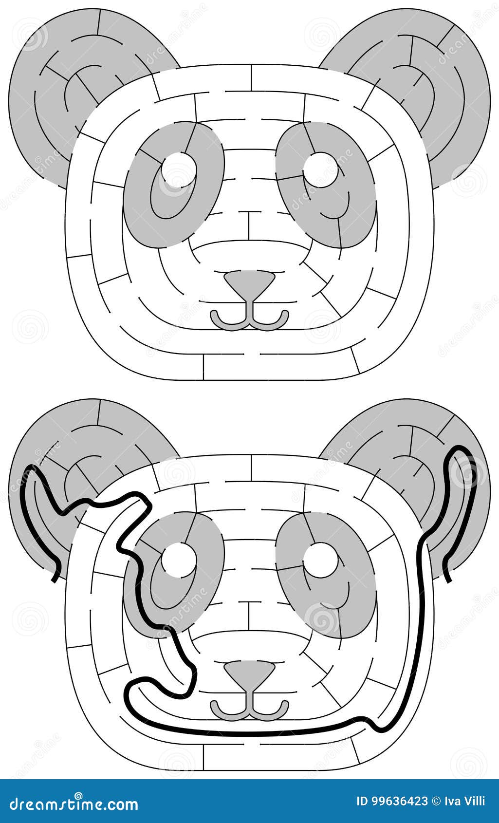 Easy panda maze stock vector. Illustration of education - 99636423