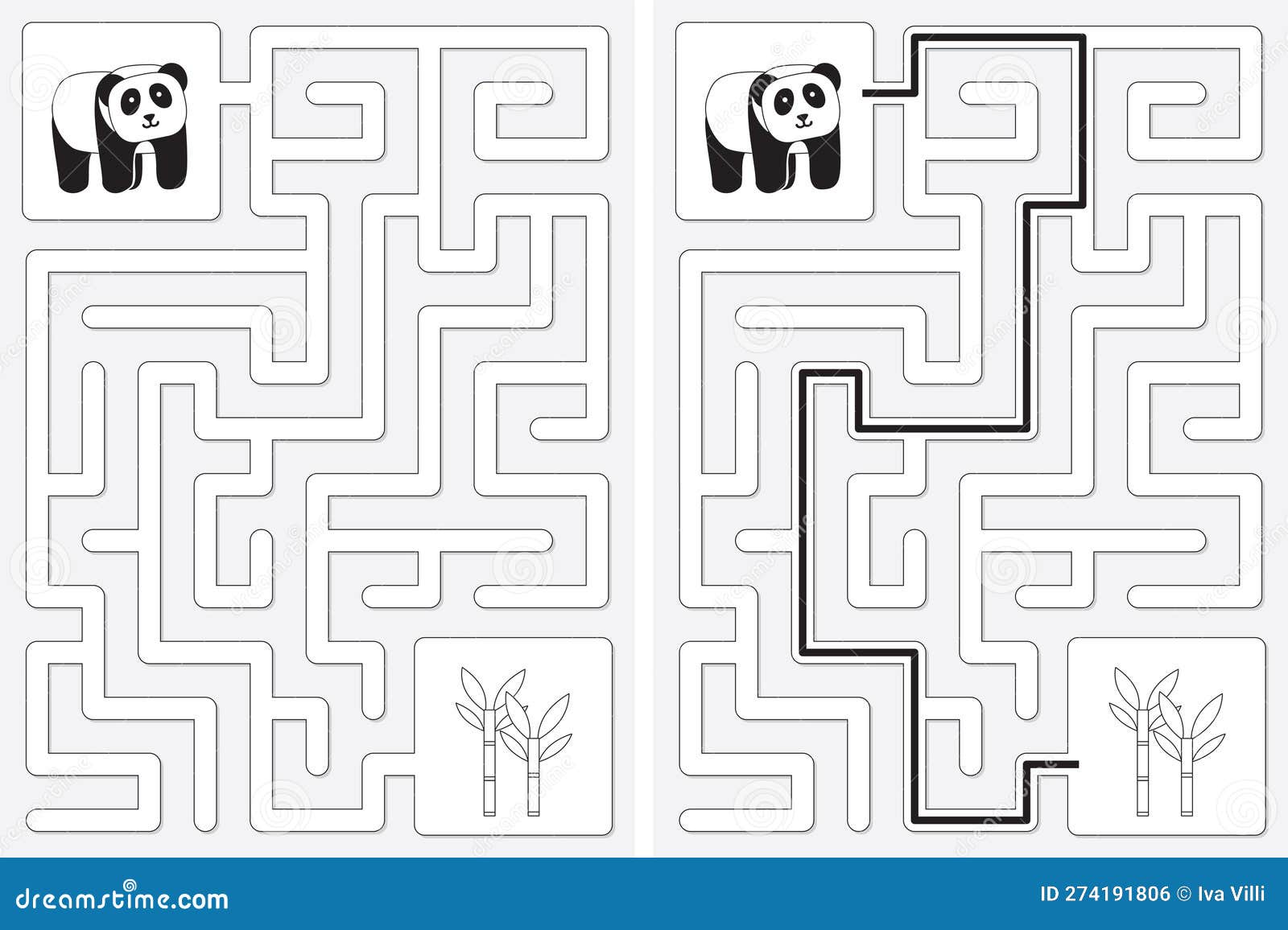 Easy panda maze stock vector. Illustration of solution - 274191806