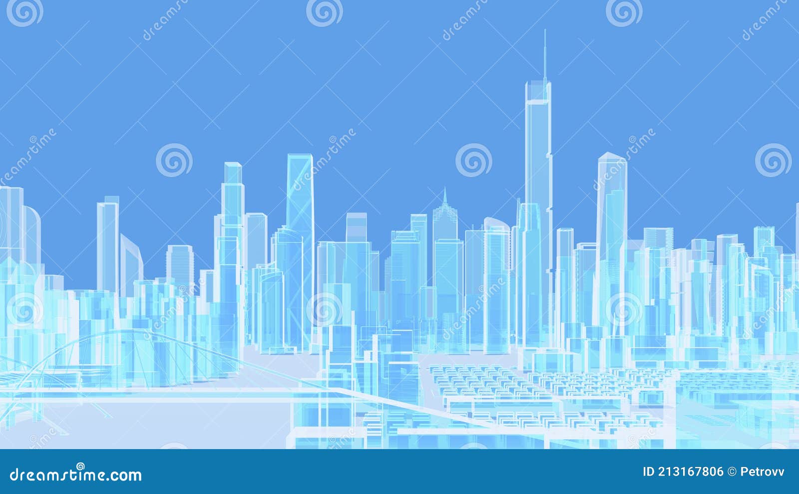 Easy Panorama of an Abstract Transparent Low Poly City Stock ...