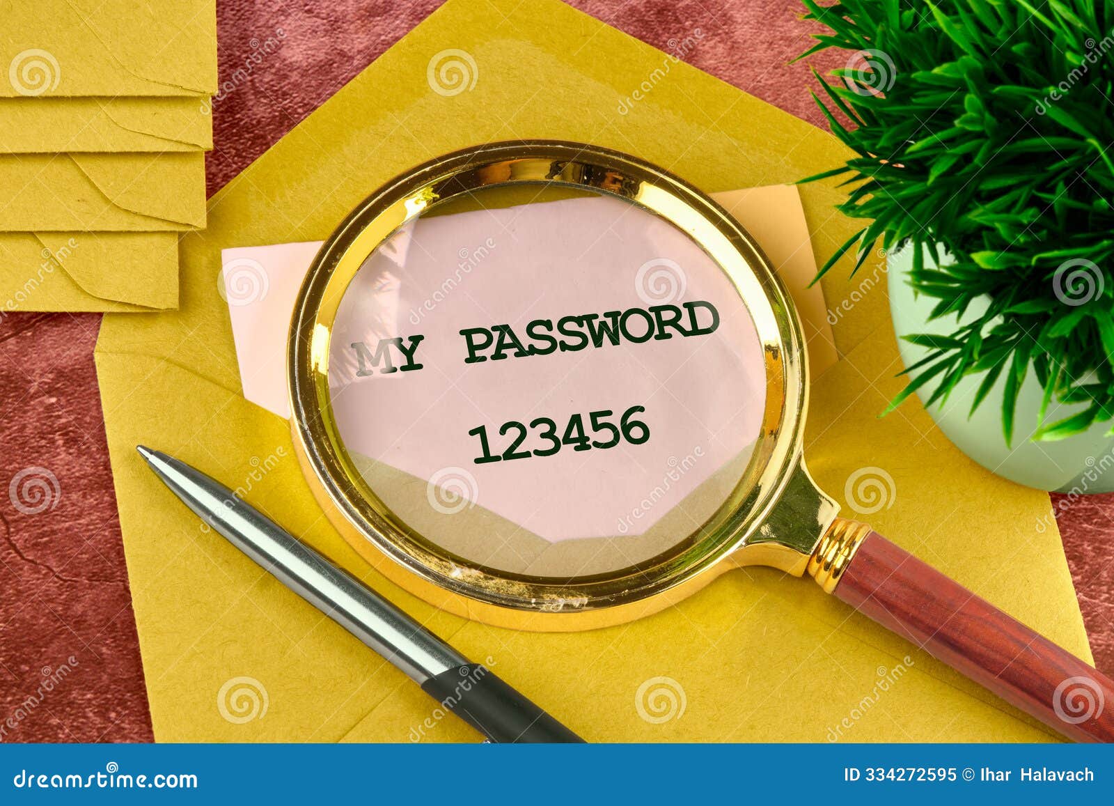 Easy Password Concept. My Password 123456 Written on a Piece of Paper ...