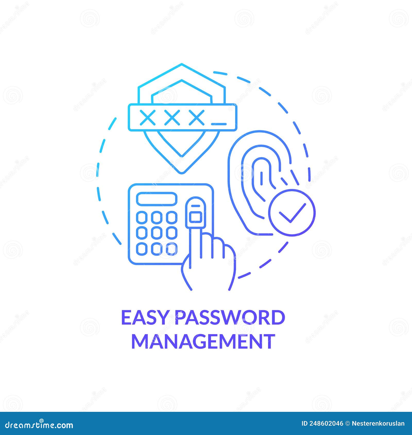 Easy Password Management Blue Gradient Concept Icon Stock Vector ...