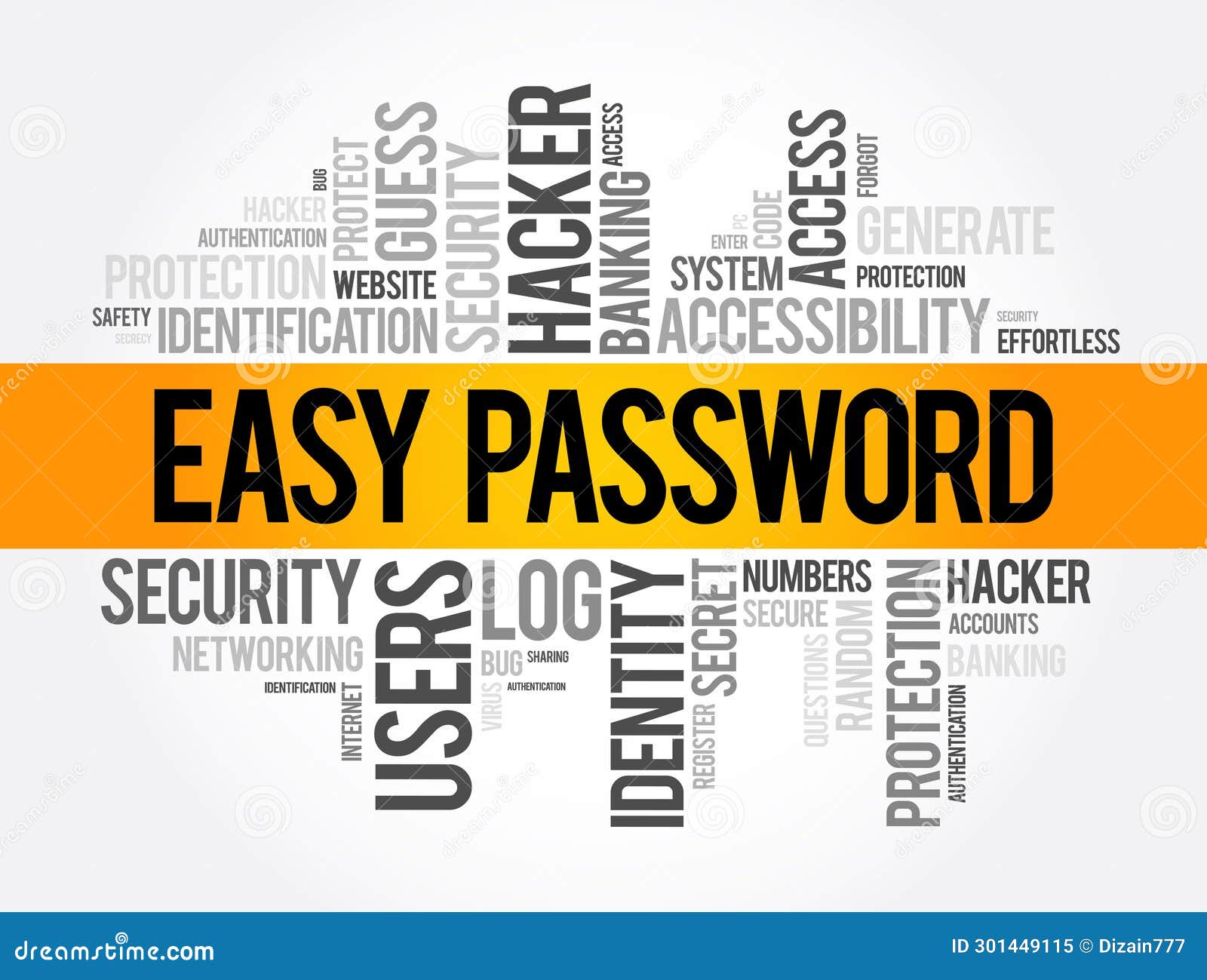 Easy Password Word Cloud Collage, Technology Concept Background Stock ...