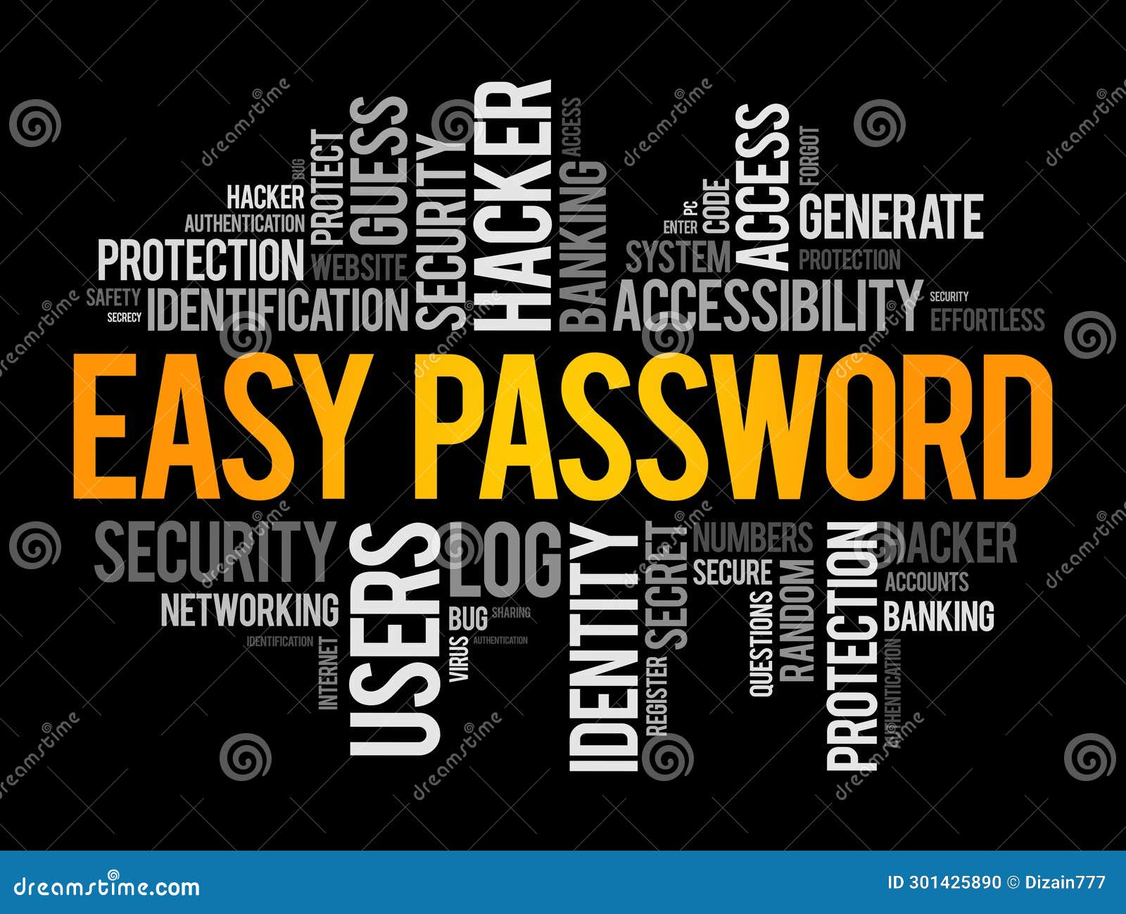 Easy Password Word Cloud Collage, Technology Concept Background Stock ...