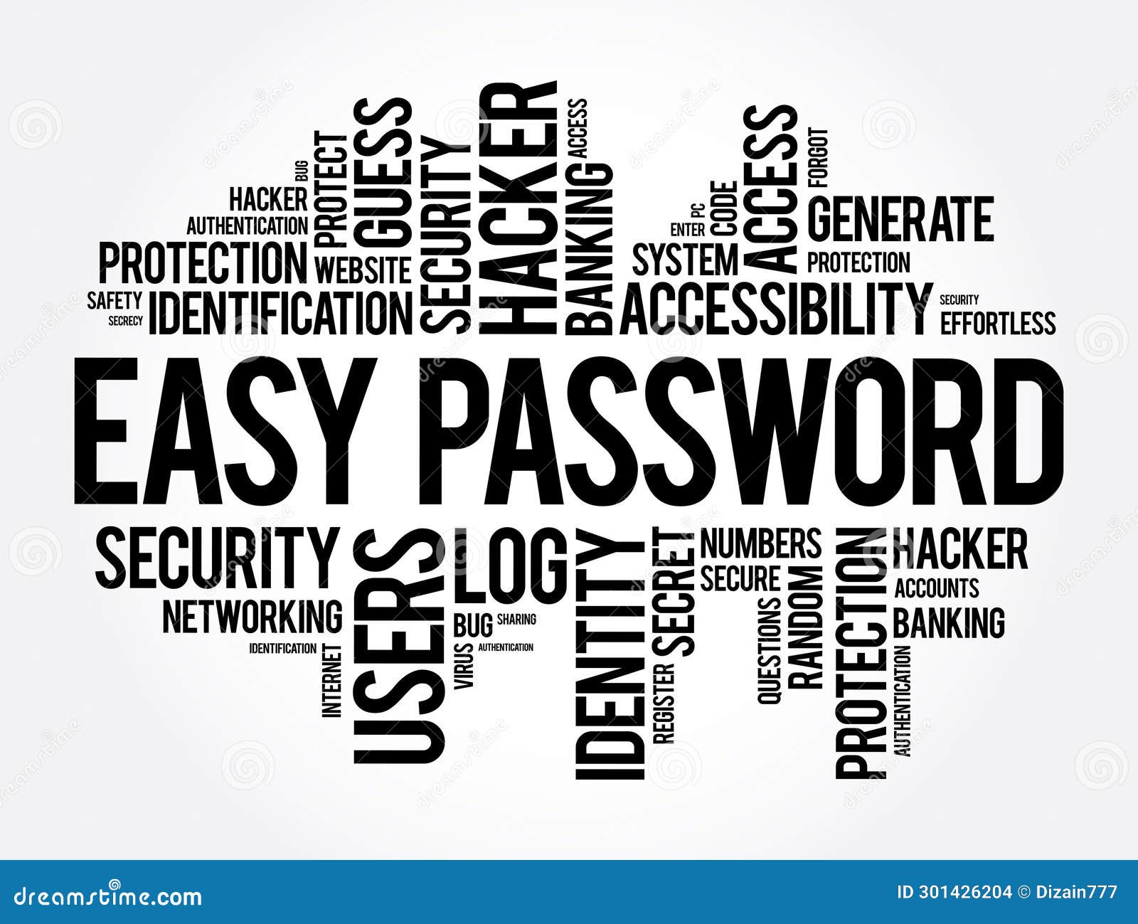 Easy Password Word Cloud Collage, Technology Concept Background Stock ...