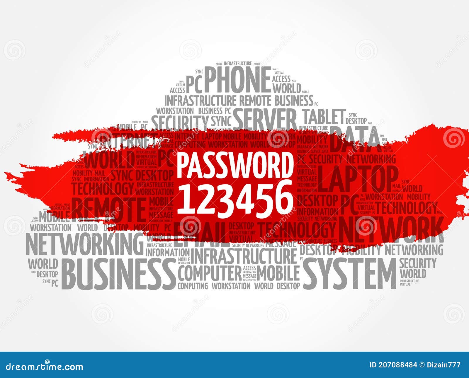 Easy Password 123456 Word Cloud Stock Illustration - Illustration of ...