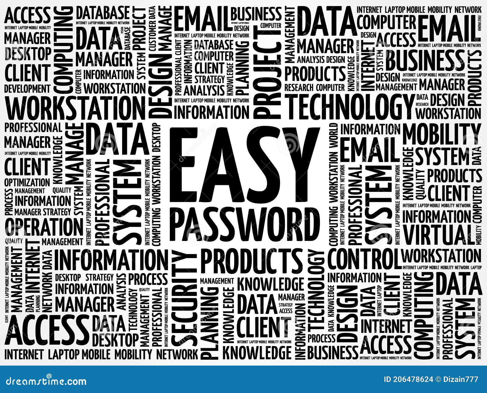 Easy Password word cloud stock illustration. Illustration of identity ...