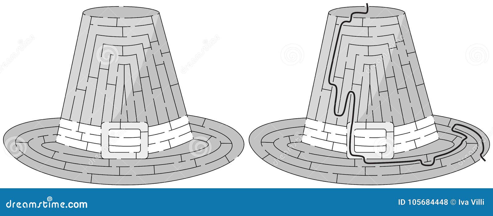 Easy pilgrim hat maze stock vector. Illustration of solution - 105684448