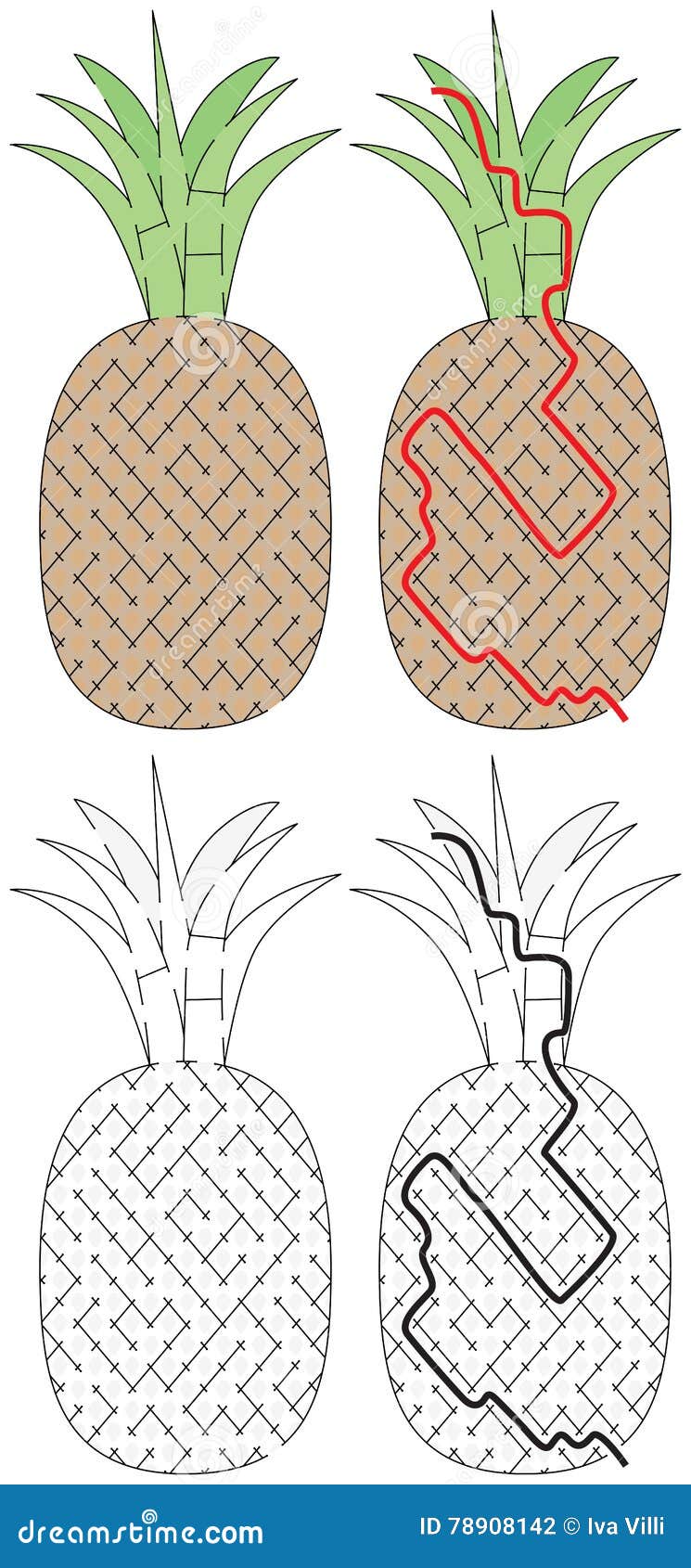Easy pineapple maze stock vector. Illustration of activity - 78908142