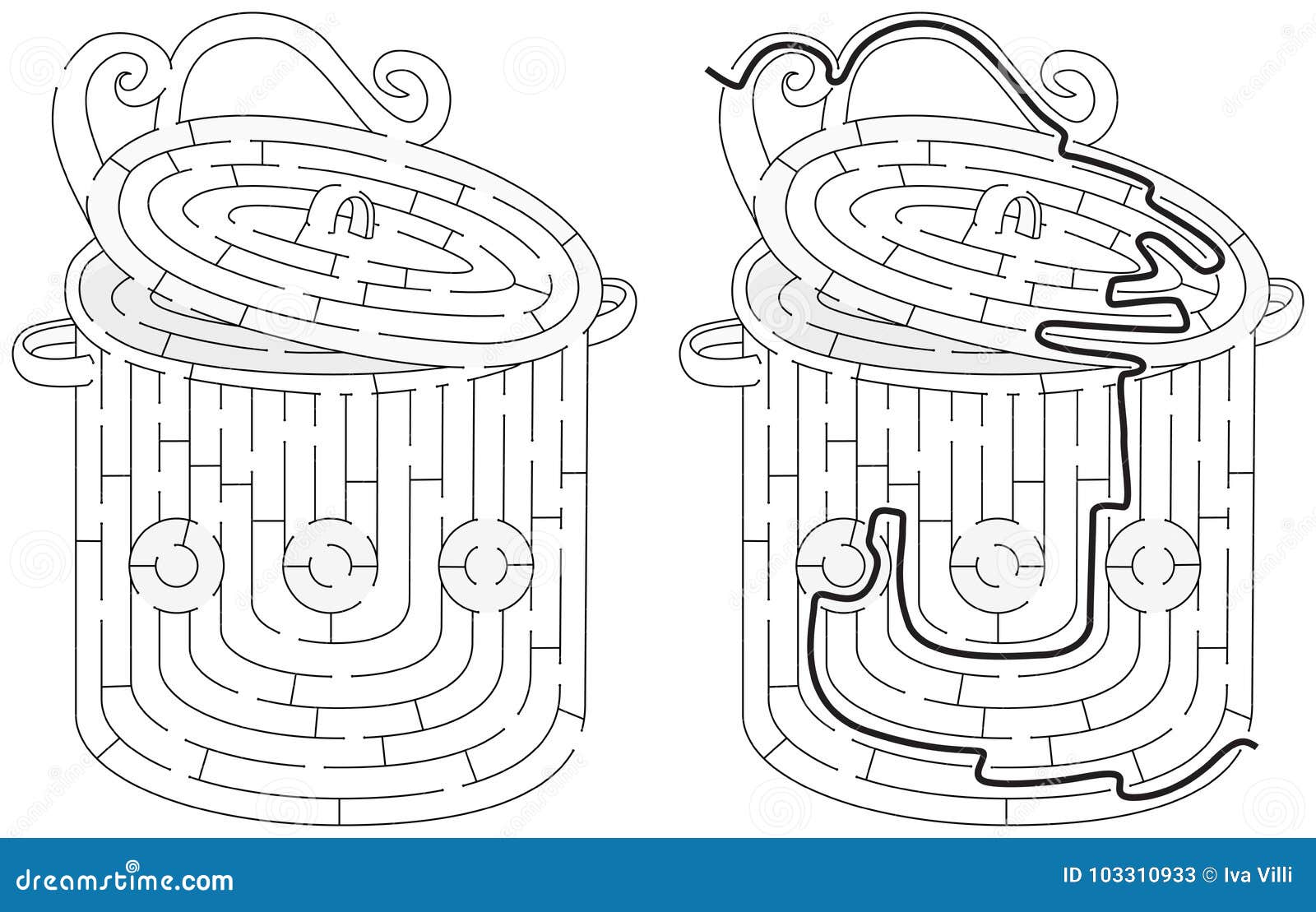 Easy pot maze stock vector. Illustration of solution - 103310933