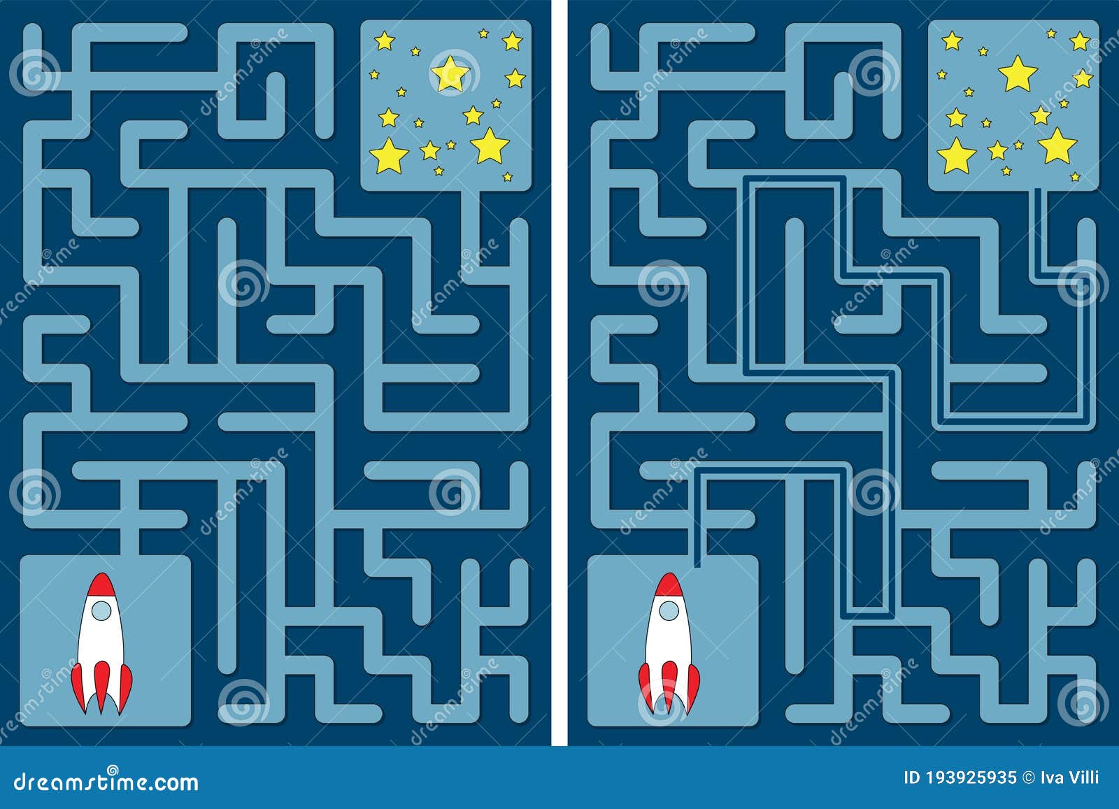 Easy rocket maze stock vector. Illustration of fine - 193925935