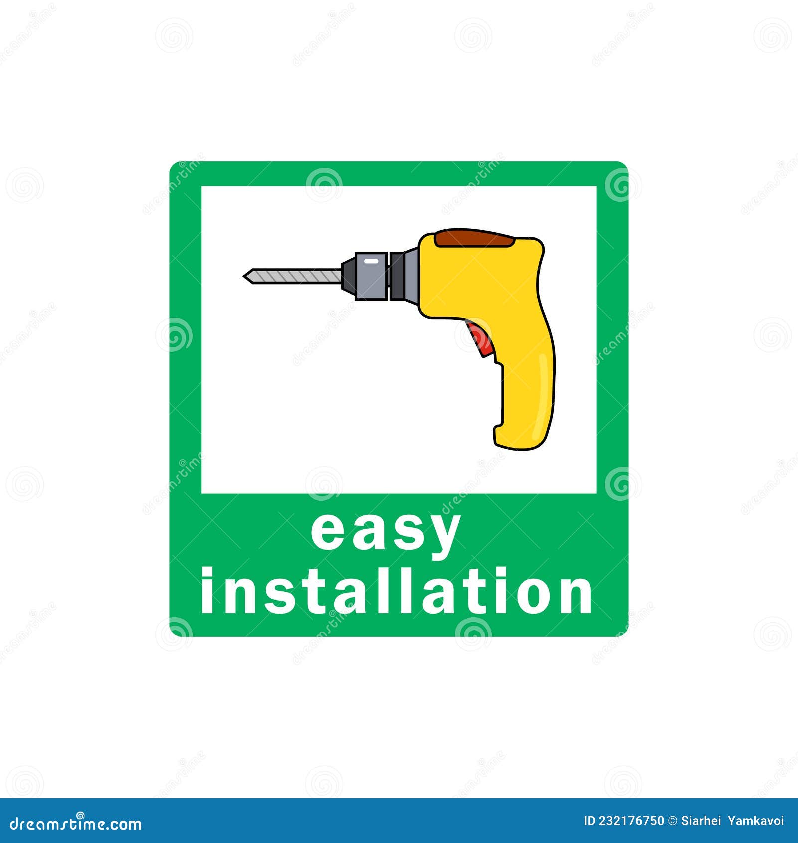 Easy Simple Installation Icon with Drill Symbol. Isolated Vector ...