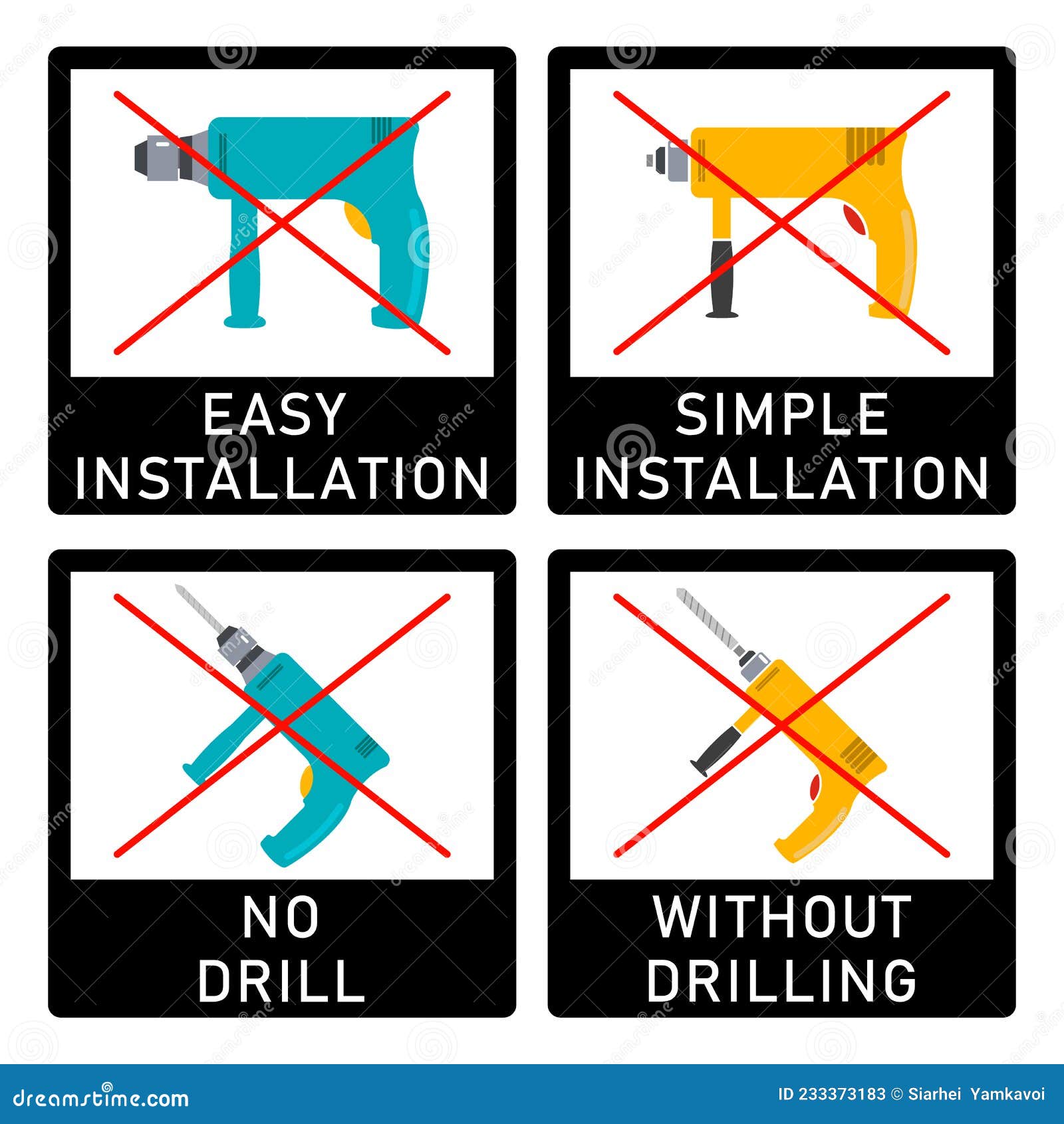Easy Simple Installation Icon With Drill Symbol. Isolated Vector ...