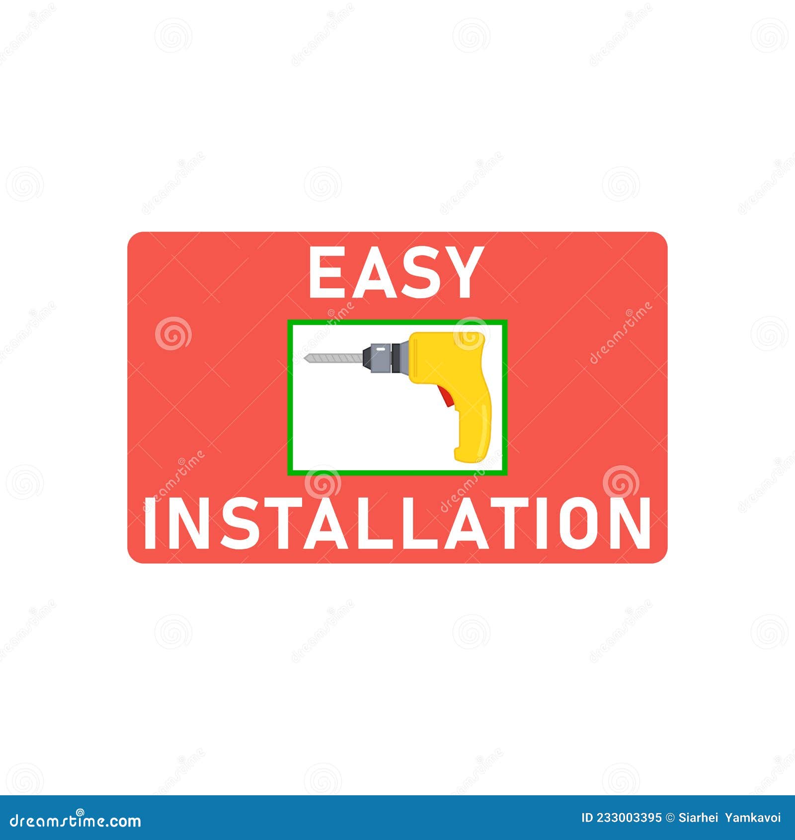 Easy Simple Installation Icon with Power Drill Symbol. Isolated Vector ...