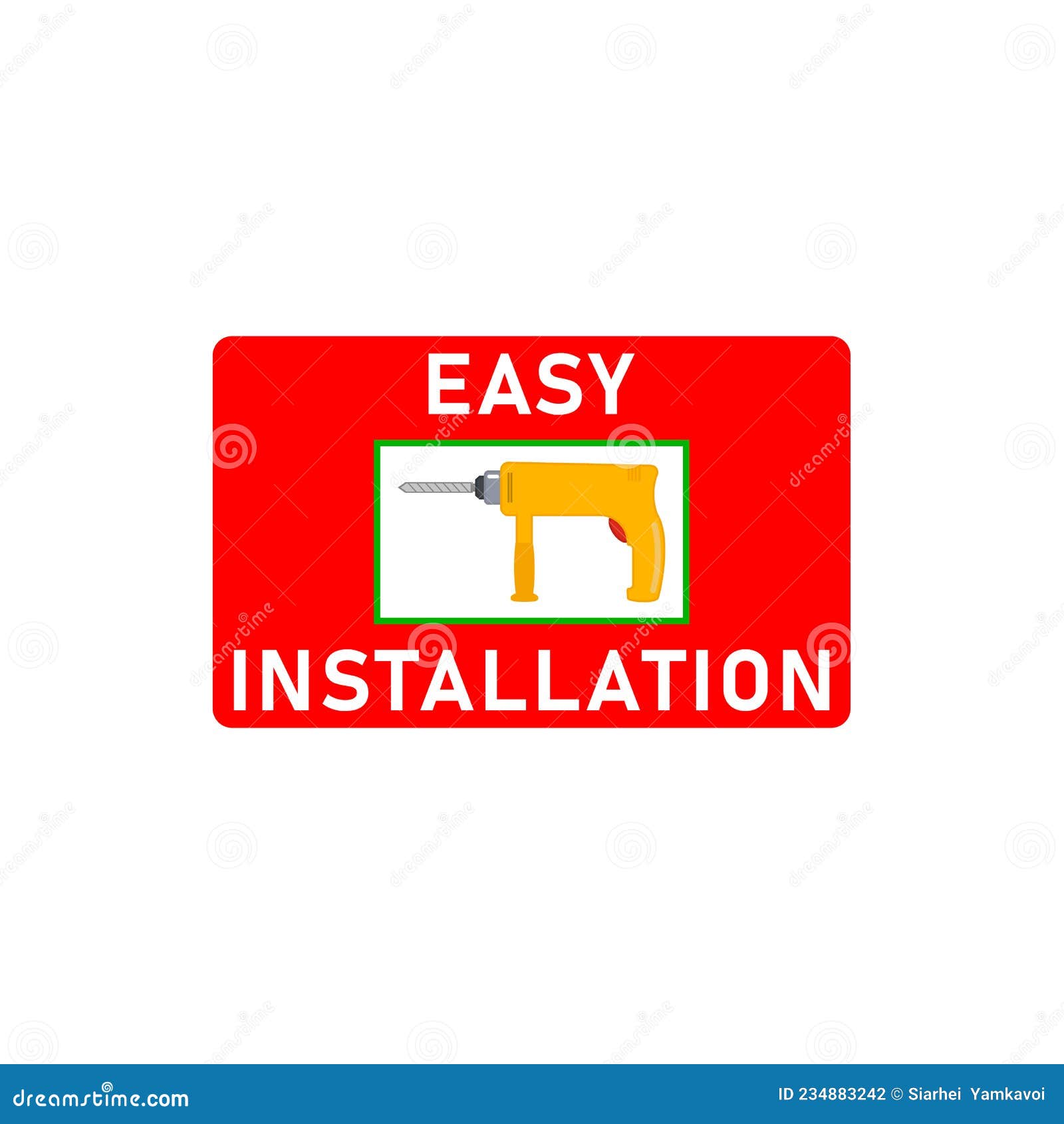 Easy Simple Installation Icon with Power Drill Symbol. Isolated Vector ...