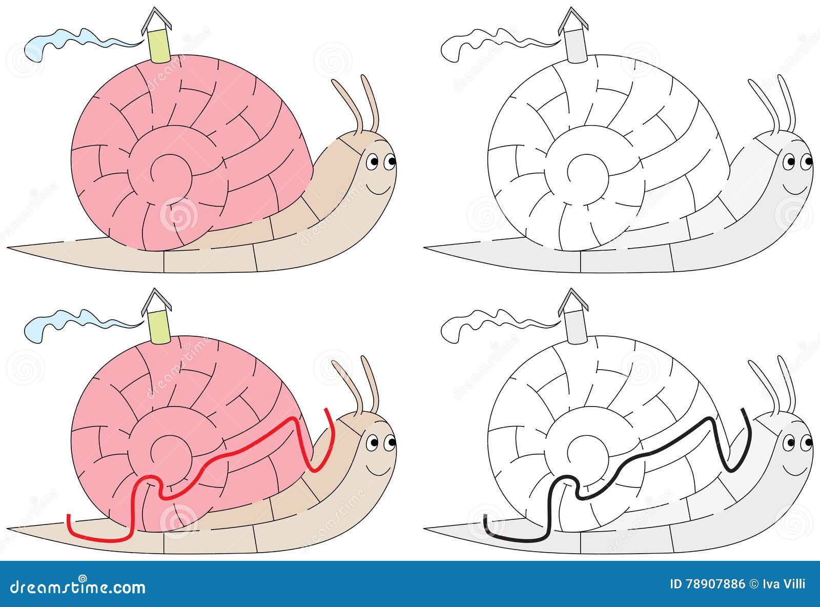 Easy snail maze stock vector. Illustration of color, game - 78907886