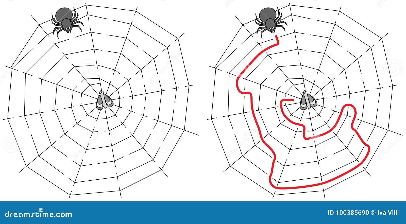 Easy spider maze stock vector. Illustration of brain - 100385690
