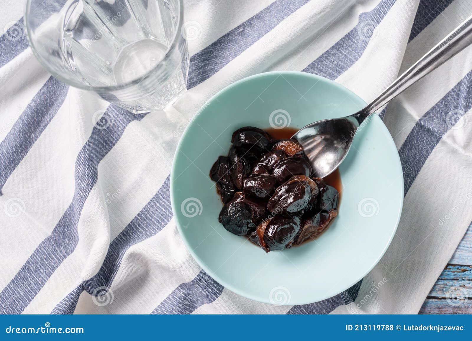 Easy Stewed Prunes Cooked Dry Plum Fruit in a Bowl on the Table Stock ...