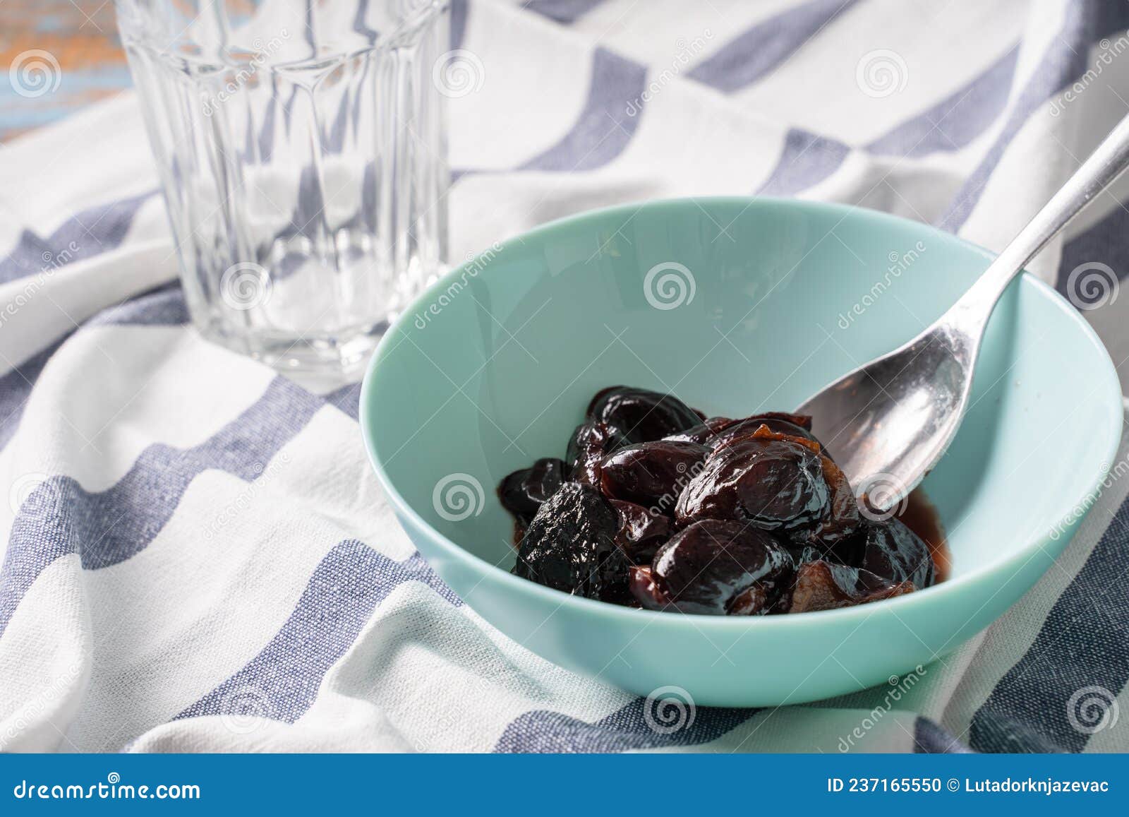 Easy Stewed Prunes Cooked Dry Plum Fruit in a Bowl on the Table Stock ...