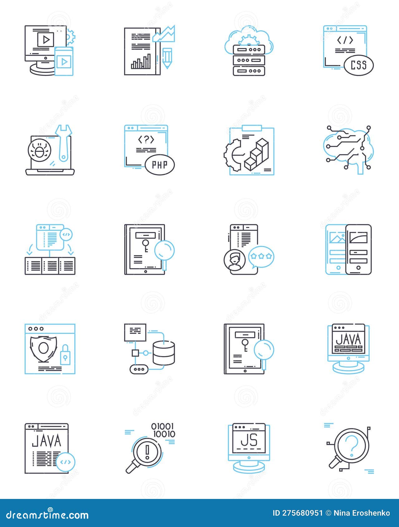 Easy Tech Linear Icons Set. Simplicity, Efficiency, Accessible, User ...